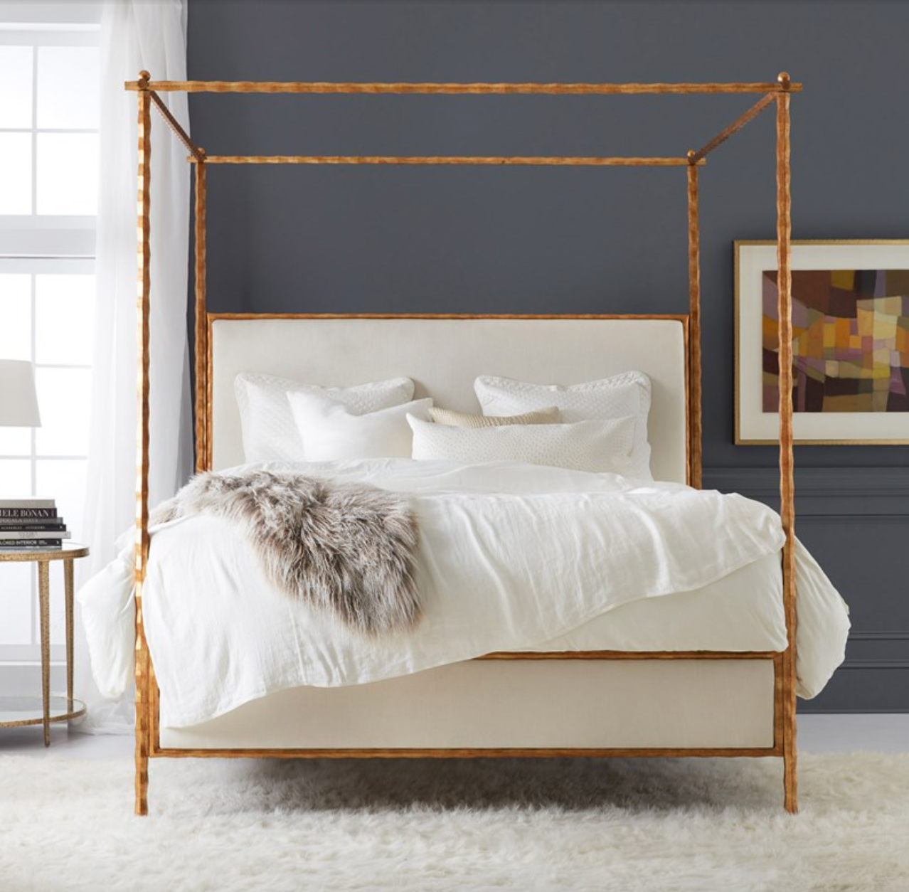 Antiqued Gold Leaf Canopy Bed Good Bones Furniture